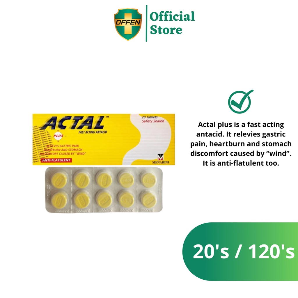 Actal Plus Tablets (20s/120s) For Anti-Flatulence/Gastric/Indigestion ...