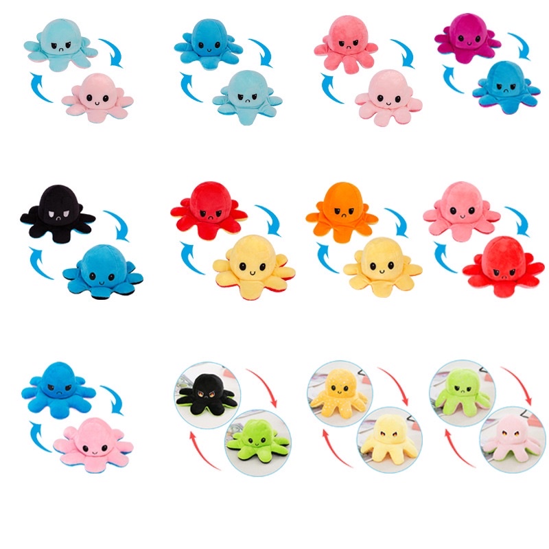 🐳Flip Octopus Doll TIKTOK Reversible Octopus Plush Reversible Bipolar ...