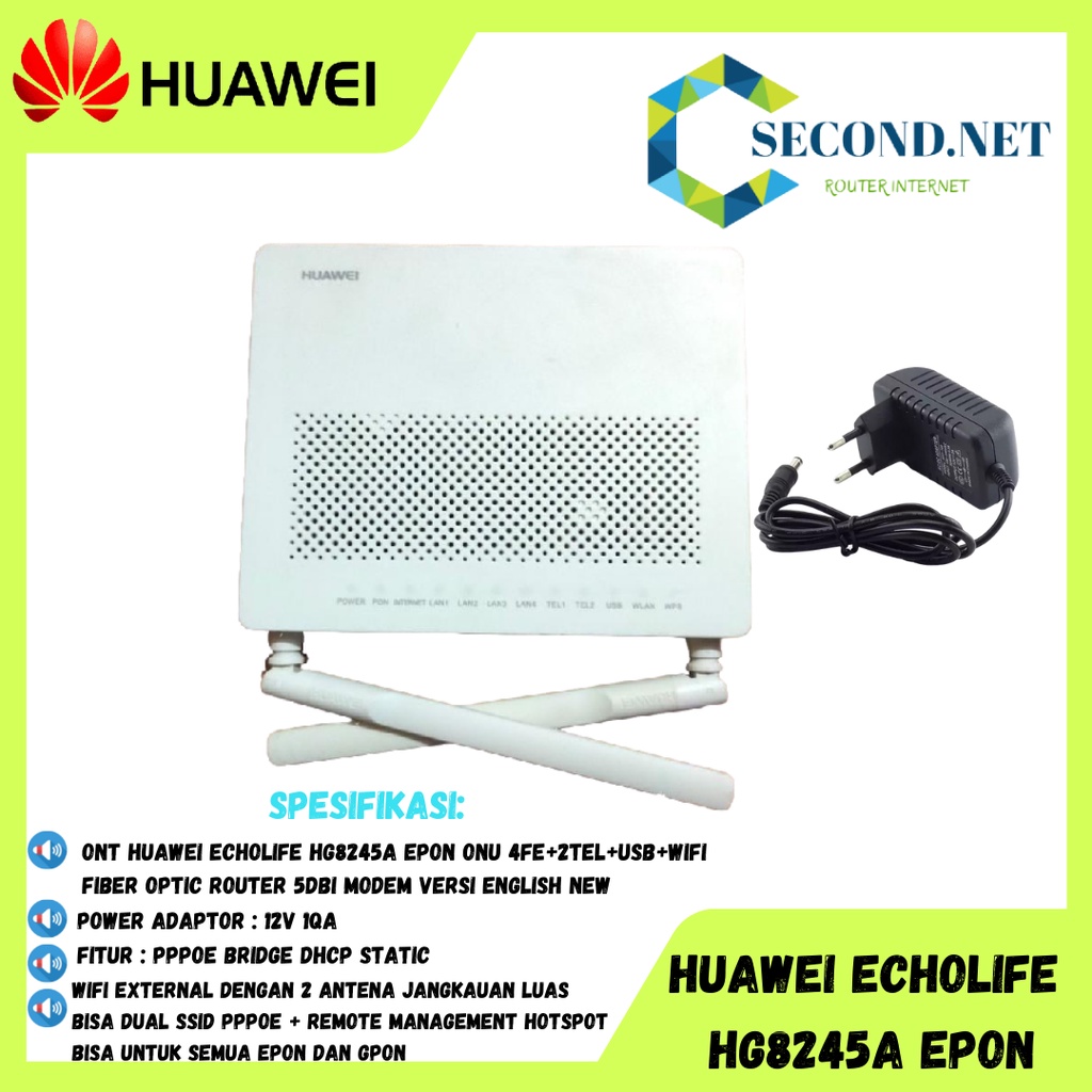 Ont HUAWEI ECHOLIFE HG8245A EPON ONU 4FE+2TEL+USB+WIFI FIBER OPTIC ...