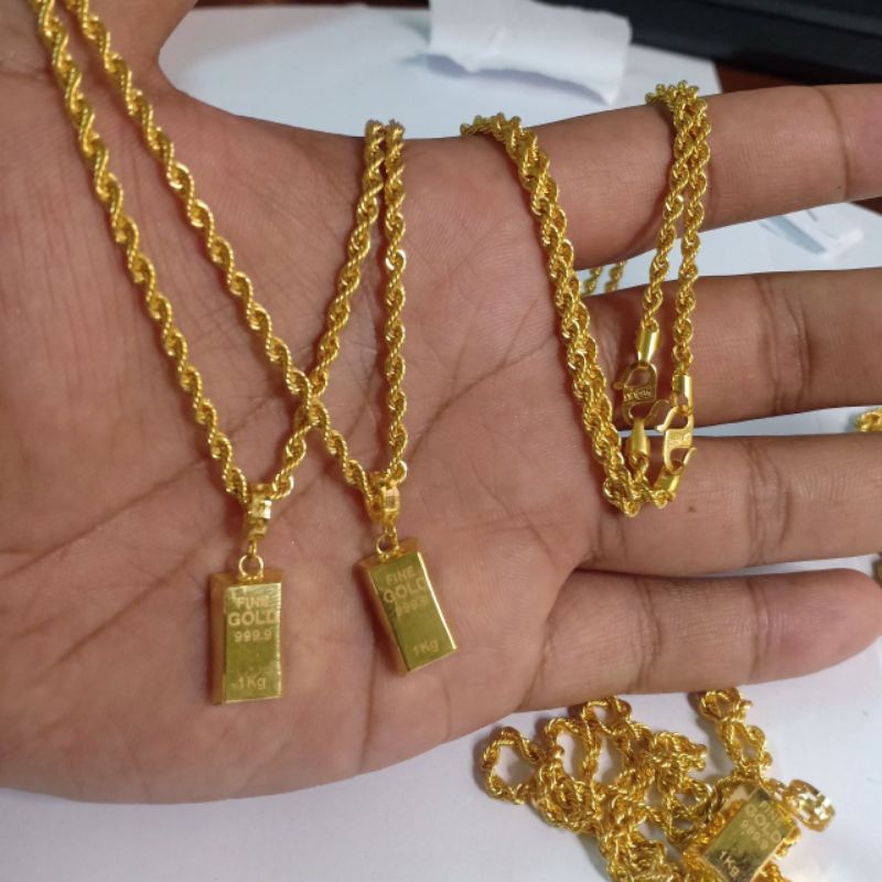 rantai leher pintal loket gold bar emas 916 | Shopee Malaysia