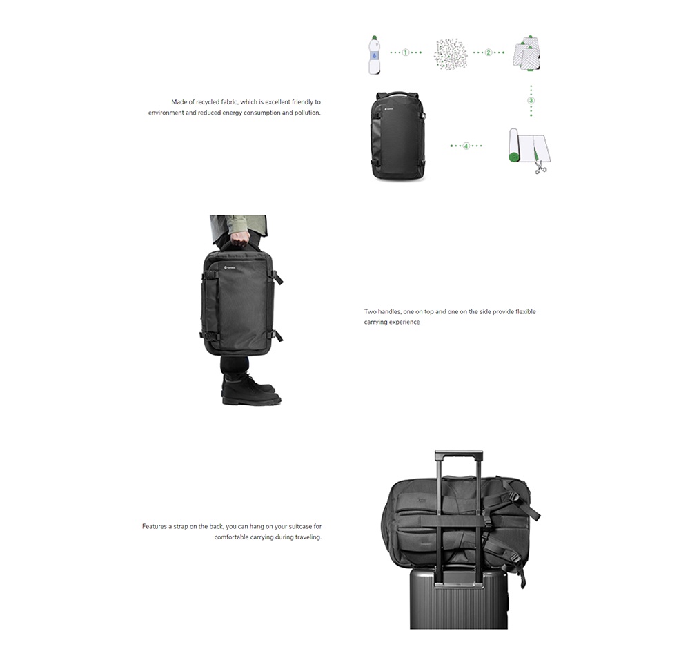 Tomtoc T66/A82 | 17-Inch | 40L Travel Laptop / Backpack Laptop | Shopee ...