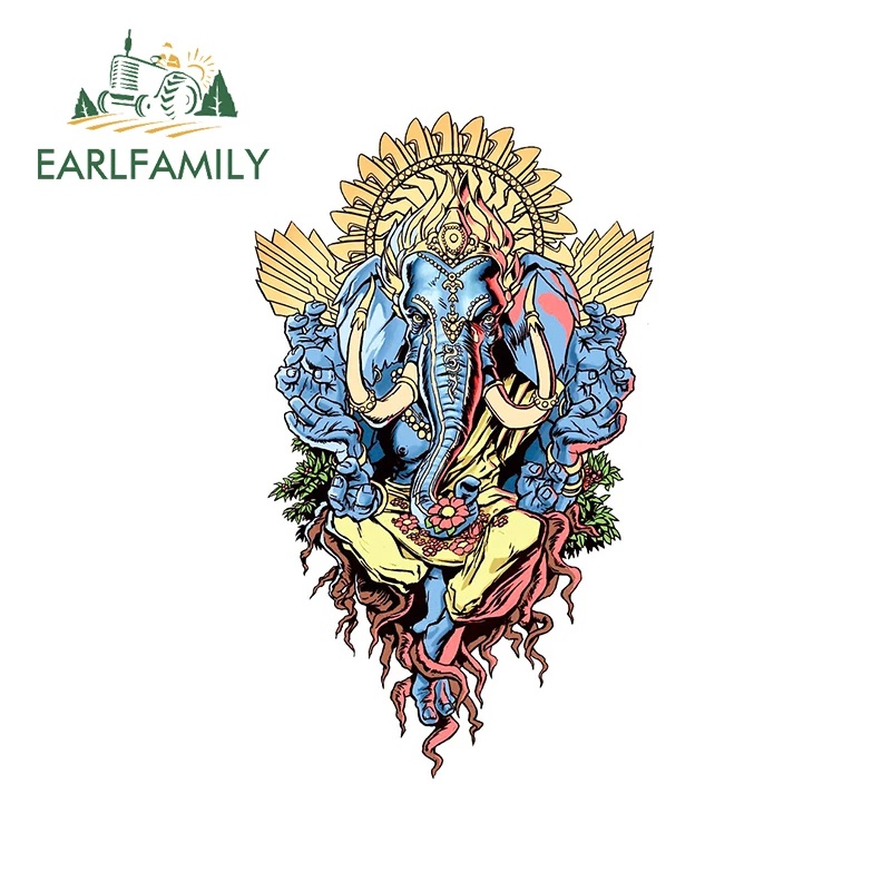EARLFAMILY 13cm for Ganesha Car Stickers Waterproof Sunscreen Suitcase ...