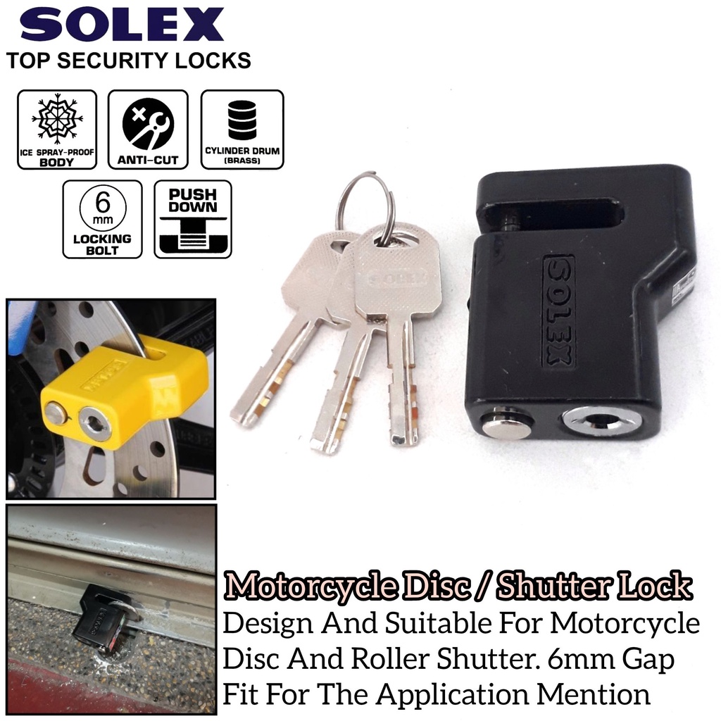 SOLEX 2 IN 1 MOTORCYCLE MOTORBIKE DISC LOCK AND DOOR ROLLER SHUTTER ...