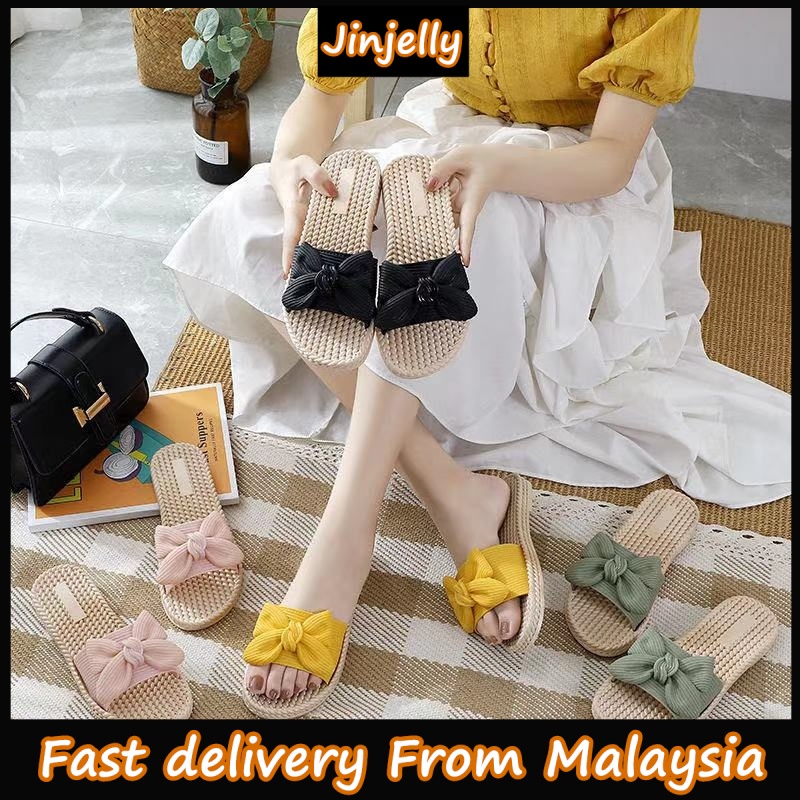 Women's Sandal Wanita Flat Sandal Riben Ribbon Beach Slipper Selipar ...