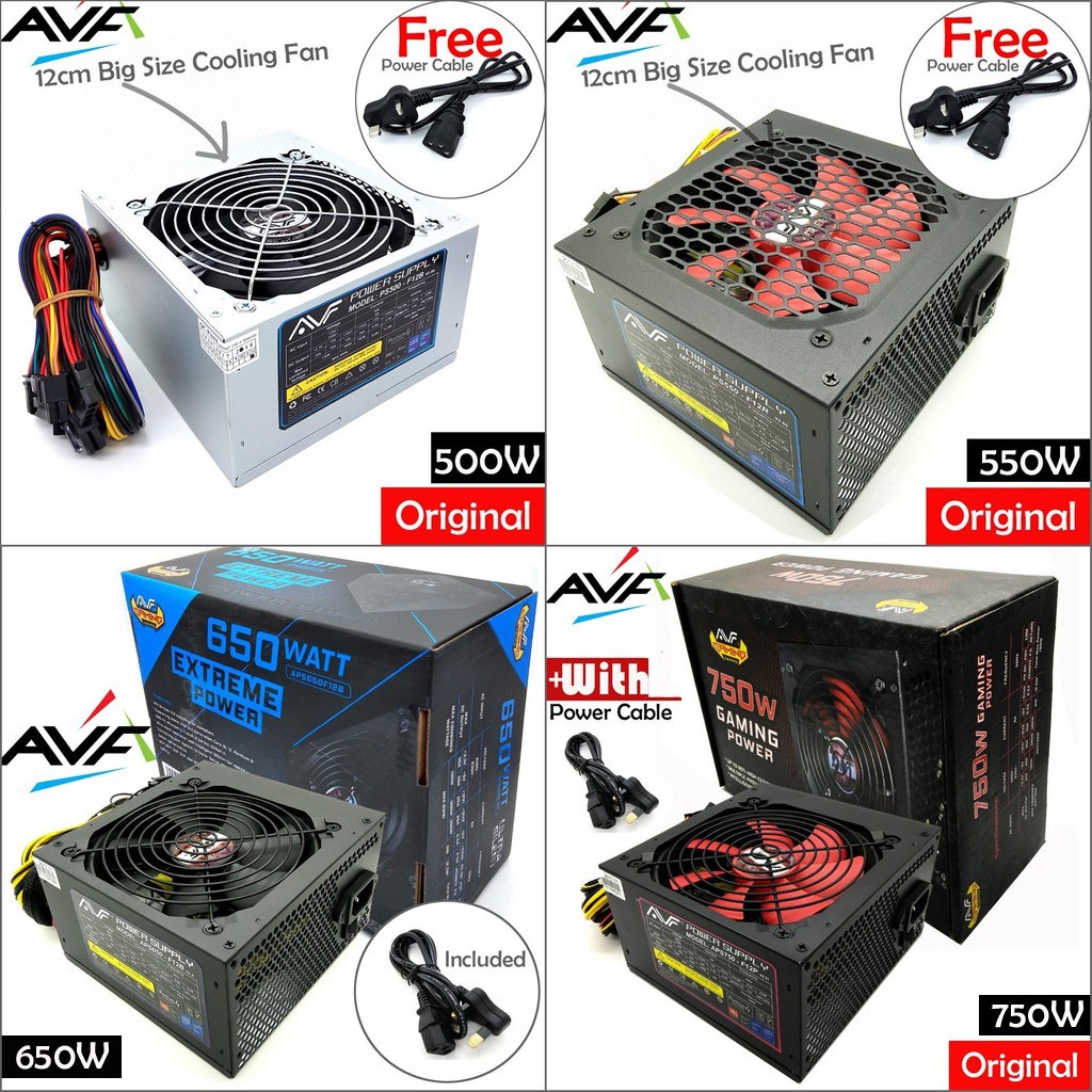 Official AVF 500W/550W/650W/750W/APS R500 (80 Plus) Power Supply with ...