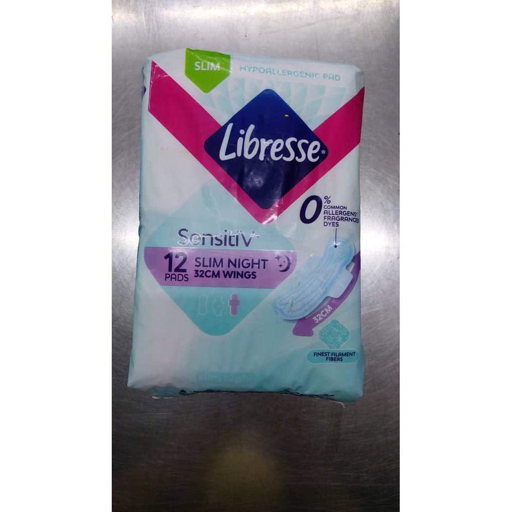 Libresse Sensitiv Slim Night 32cm Wings 12 Pads ( Hypoallergenic Pad ...