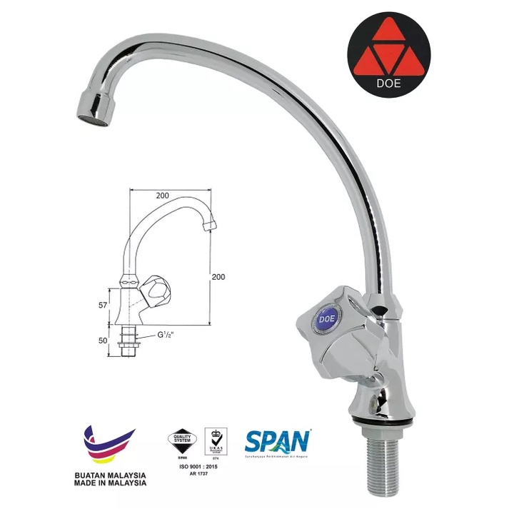 Doe DE115A Pillar Mounted Sink Tap - Arrowline handle | Shopee Malaysia