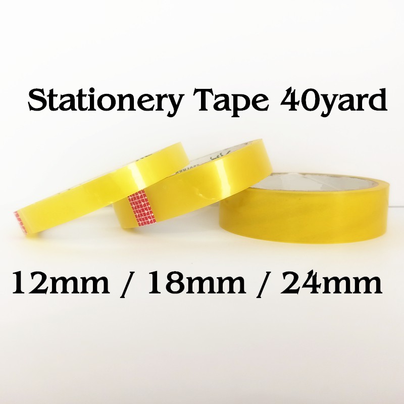 Stationery Tape (12mm / 18mm / 24mm) (18yard / 40yard) | Shopee Malaysia