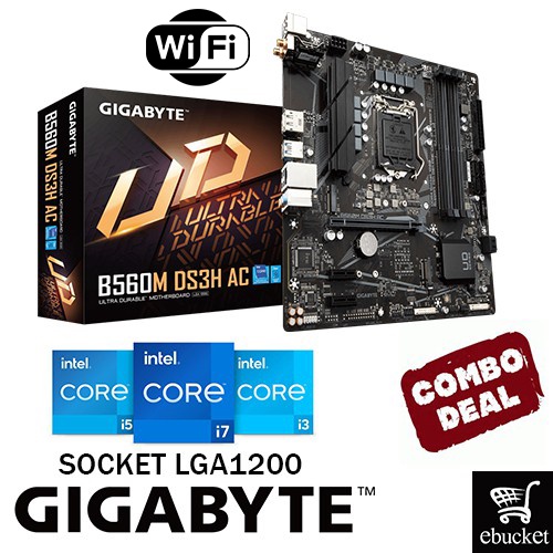 GIGABYTE B560M DS3H AC INTEL B560 LGA1200 MOTHERBOARD + INTEL 11TH GEN ...