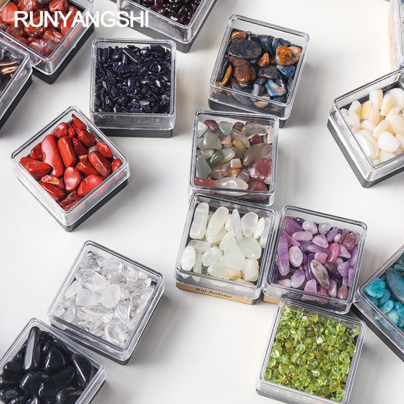 Natural Crystal Crushed Stone Degaussing Mineral Label Box Ore Specimen ...