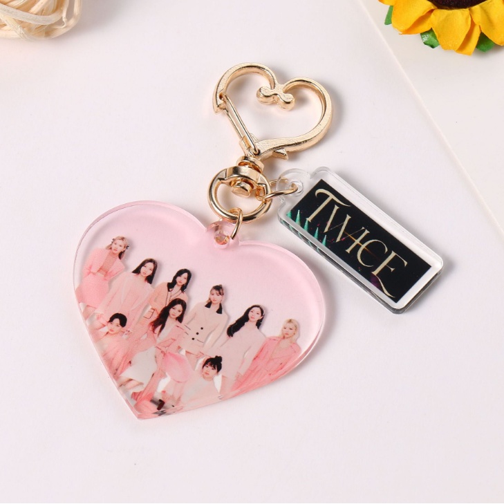 Korea KPOP Acrylic Heart Shape Keychain BT TXT Enhypen Bl@ckpink Twice ...