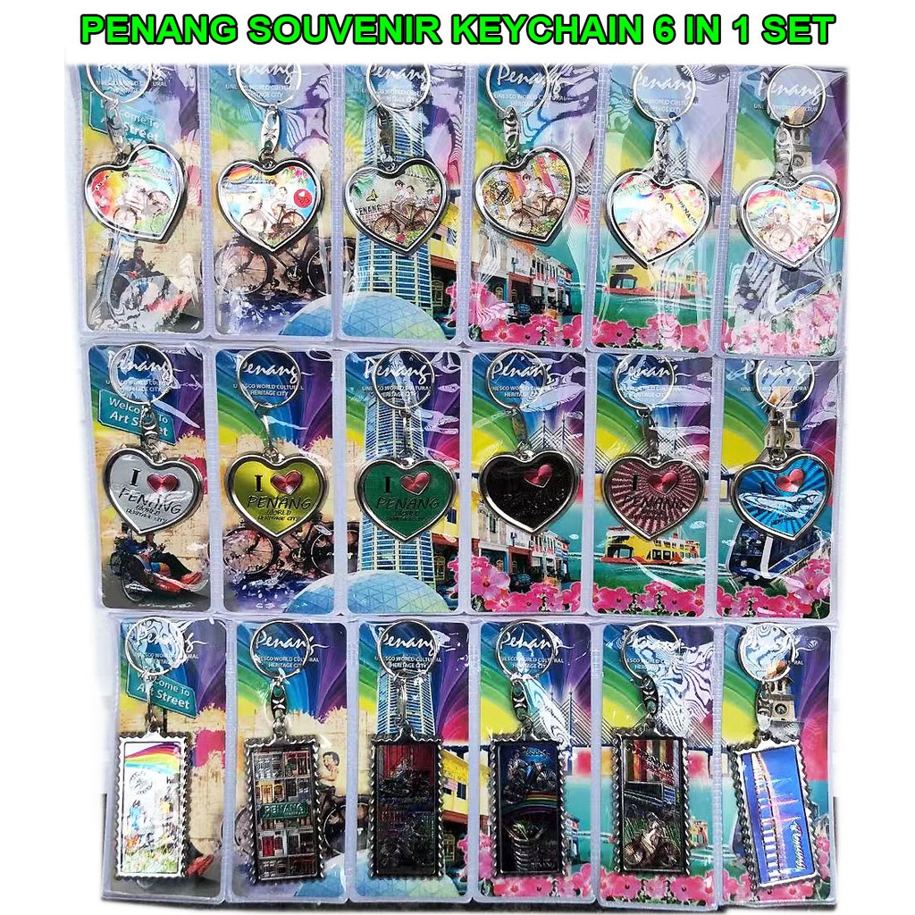 Malaysia Penang Souvenir Keychain 6 in 1 design / Gantungan Kunci ...
