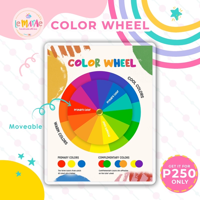 COLOR WHEEL Laminated Educational Charts Movable Wheels Color ...