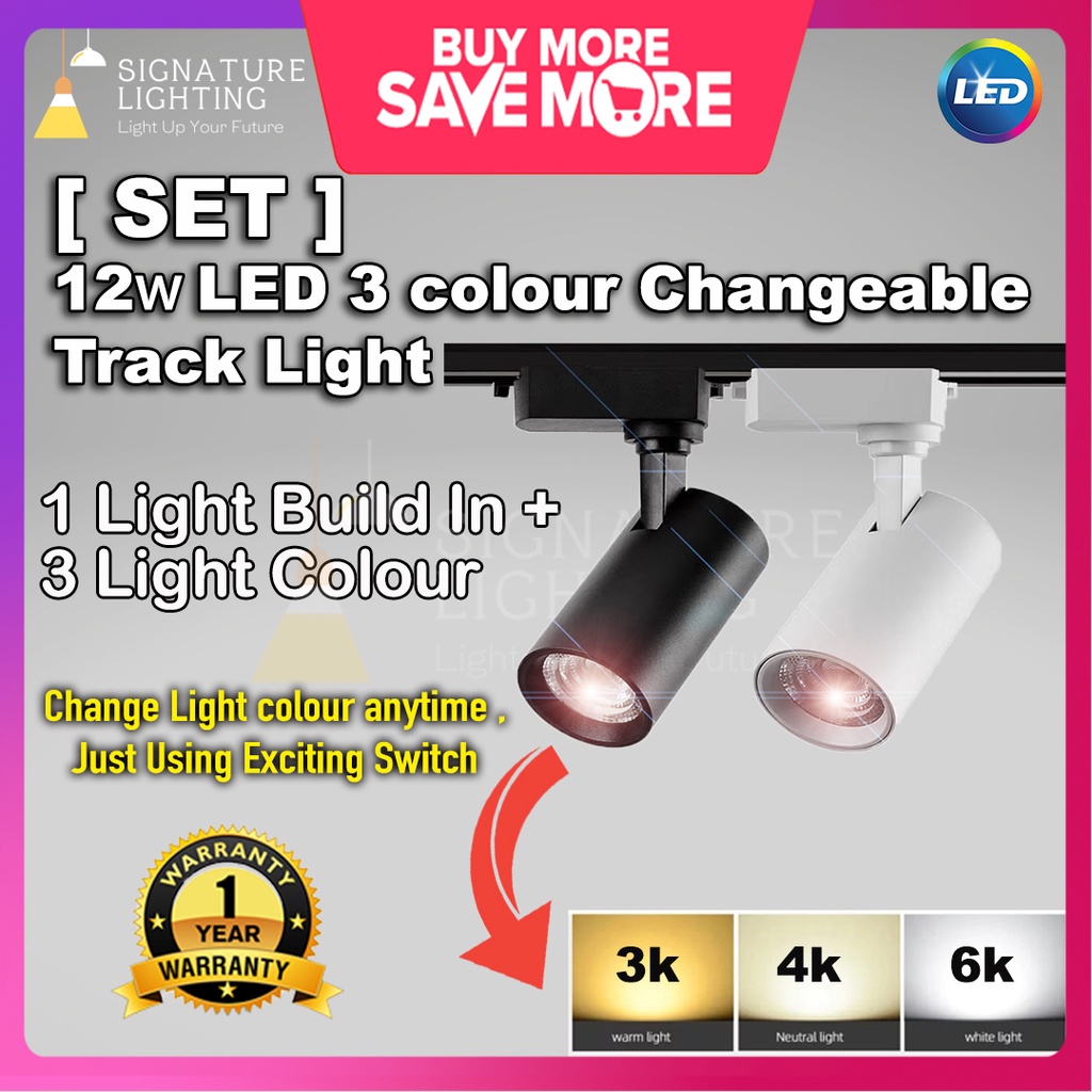[ SET ]Led Track light Set With 2 Meter Rail Track Full Copper ( Boleh ...