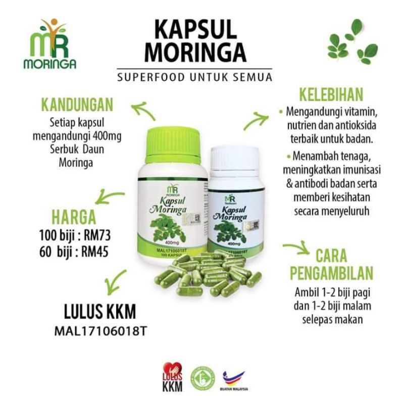 MR Kapsul Moringga Moringa Capsule HQ lulus KKM 60 kapsul. | Shopee ...