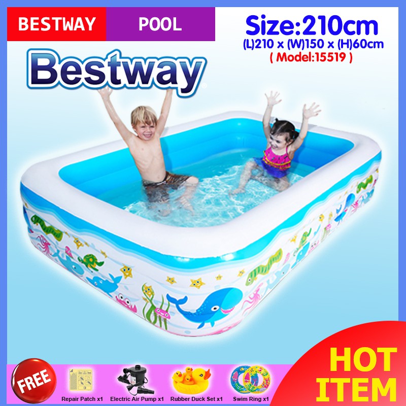 Bestway 15519 3 Layers Family Inflatable Swimming Pool Playing Pool ...