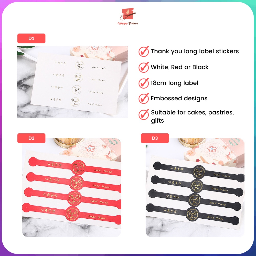 Gold Embossed Thank You Labeling Sticker | 18cm | For Food Packaging ...