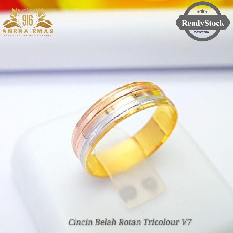 !!NEW ARRIVAL!! Cincin Belah Rotan 3 Colour (EMAS 916 💯 TULEN) | Shopee ...