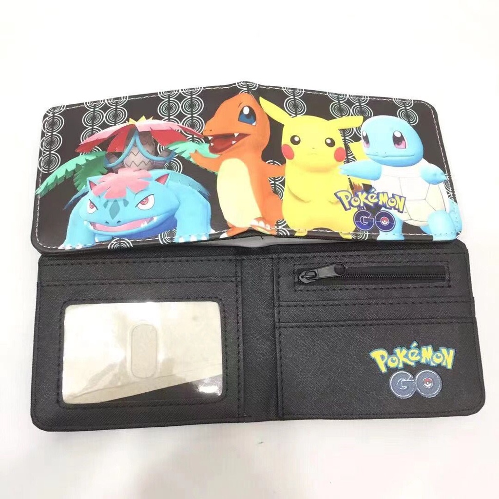 Pokemon Pikachu Squirtle Bulbasaur Cartoon PU leather Student Short ...