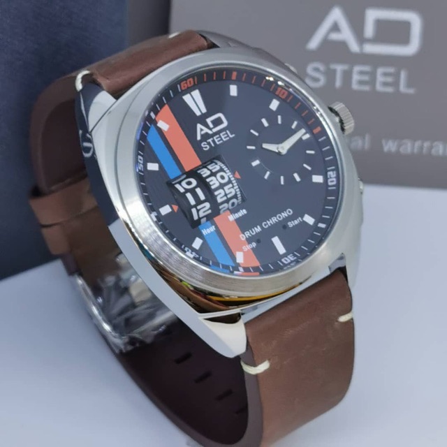 💥Model Terbaru AD Steel Roller Chronograph Leather Men Watch Analog ...