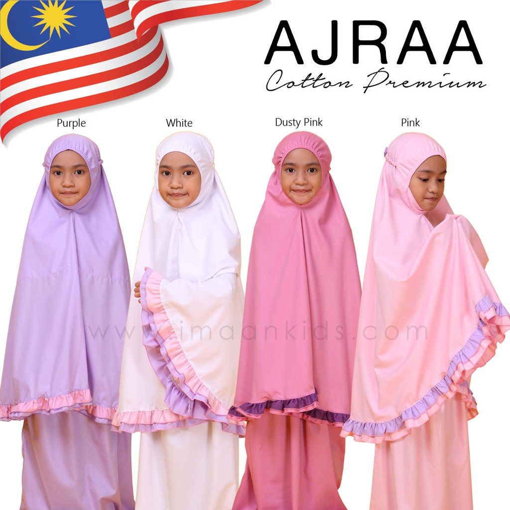 Telekung Kanak Kanak Ajraa Cotton Premium FREE Gift Mini Tasbih, | Shopee Malaysia