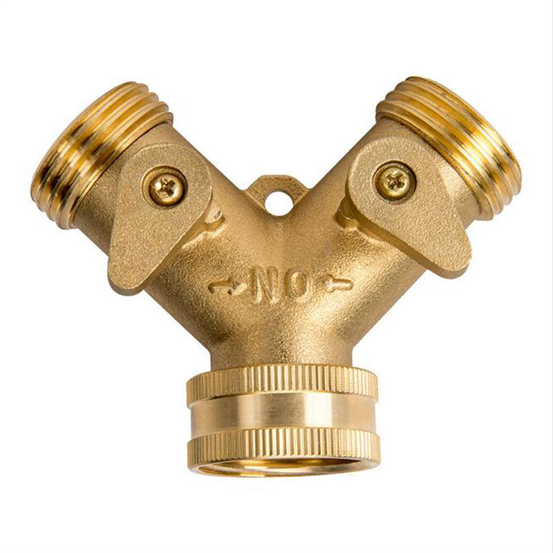Brass 3 Way Connector For 3/4" Hose Faucet Adapter Valve Water Tap ...