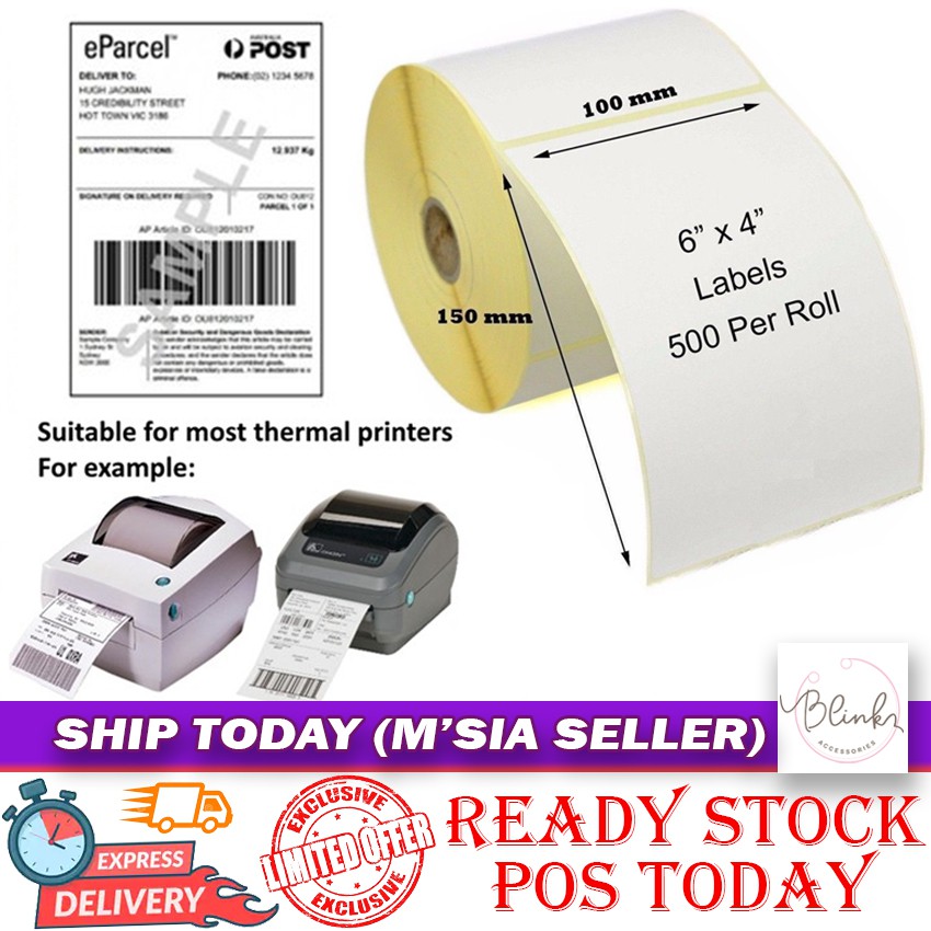 [Blink] A6 Thermal Paper Rolls 500pcs Barcode Sticker Standard ...