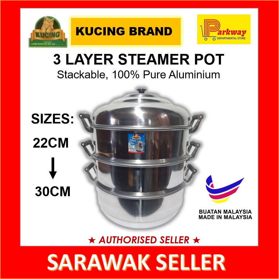 Aluminium 3 Layer Steam Pot 22cm - 30cm PERIUK PENGUKUS CAP kucing ...