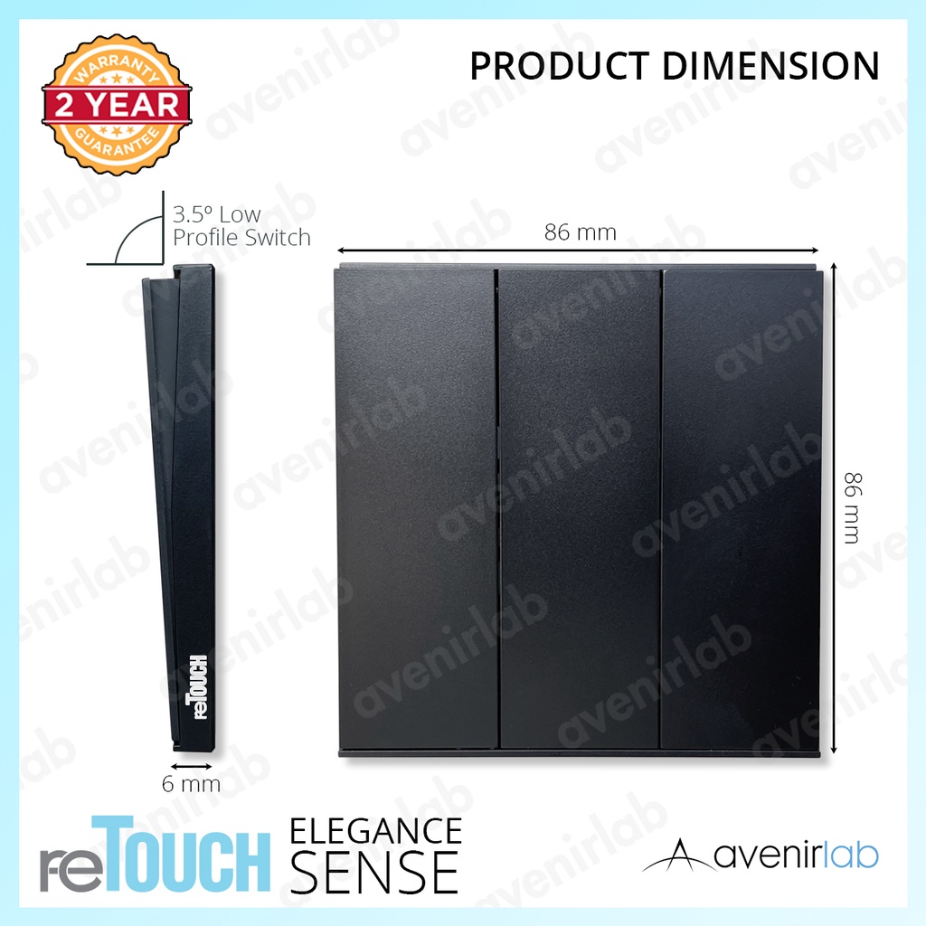 [MATTE BLACK] reTouch Switch Elegance Sense 16A Wall Switch 13A 15A 20A ...