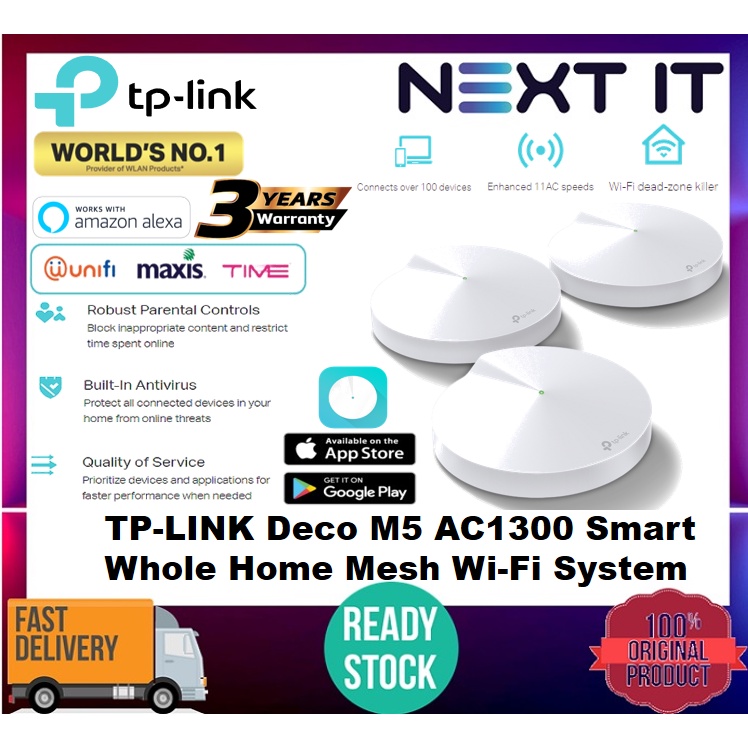 [READY STOCK] TP-LINK Deco M5 AC1300 Smart Home Mesh Wi-Fi System ...