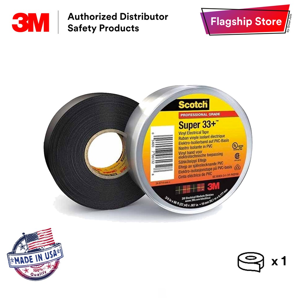 3M Scotch Super 33+ Vinyl Electrical Tape/Wire PVC Tape/Electrical Insulation Tape [Black/1 roll ...
