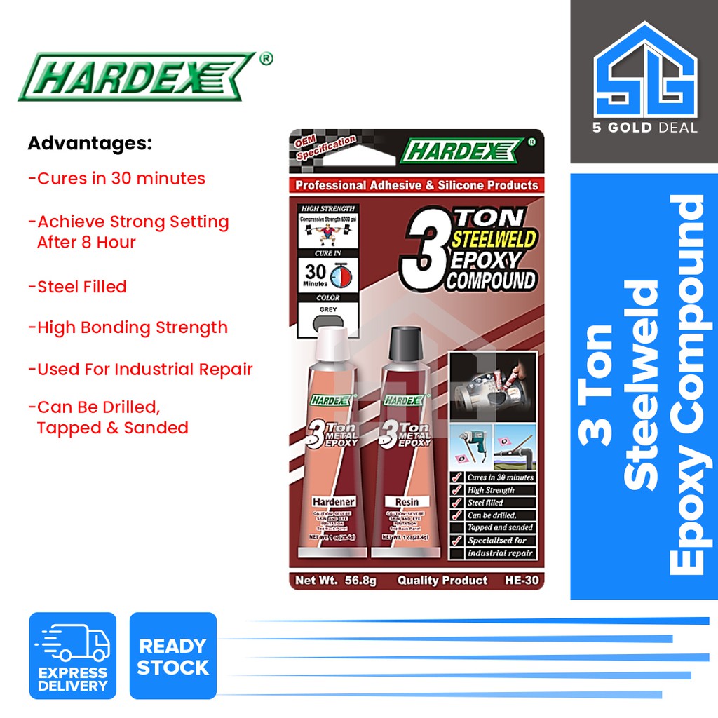 HARDEX HE-30 3 Ton Steelweld Epoxy Compound | Shopee Malaysia