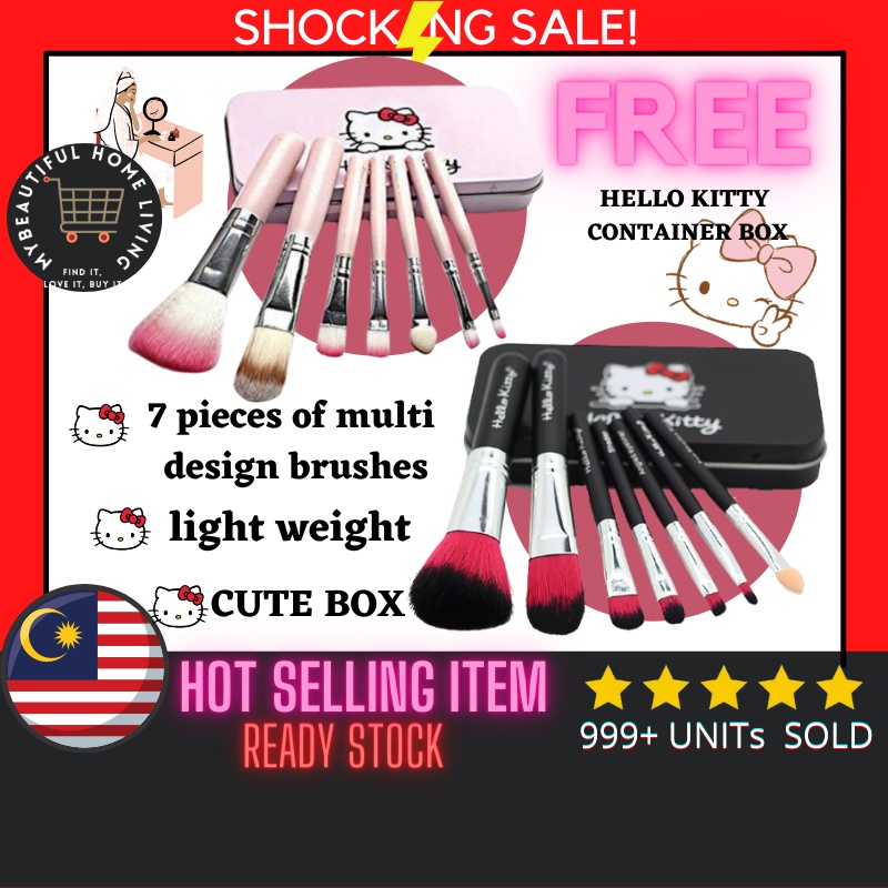 (SYNTHETIC BRUSH) 7pcs Hello Kitty Make Up Brush Kit Set with FREE ...