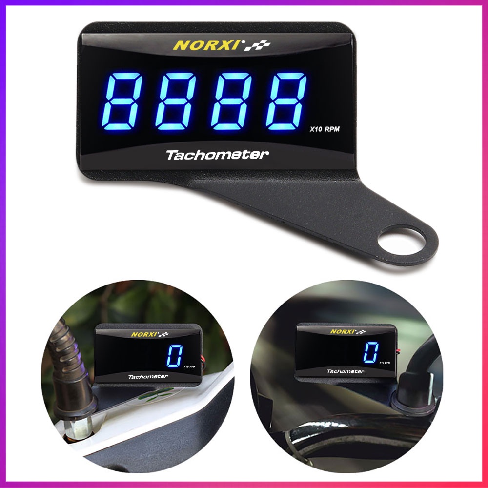 KOSO Mini RPM Meter Motorcycle Digital Tachometer Motor Tach Hour Gauge ...