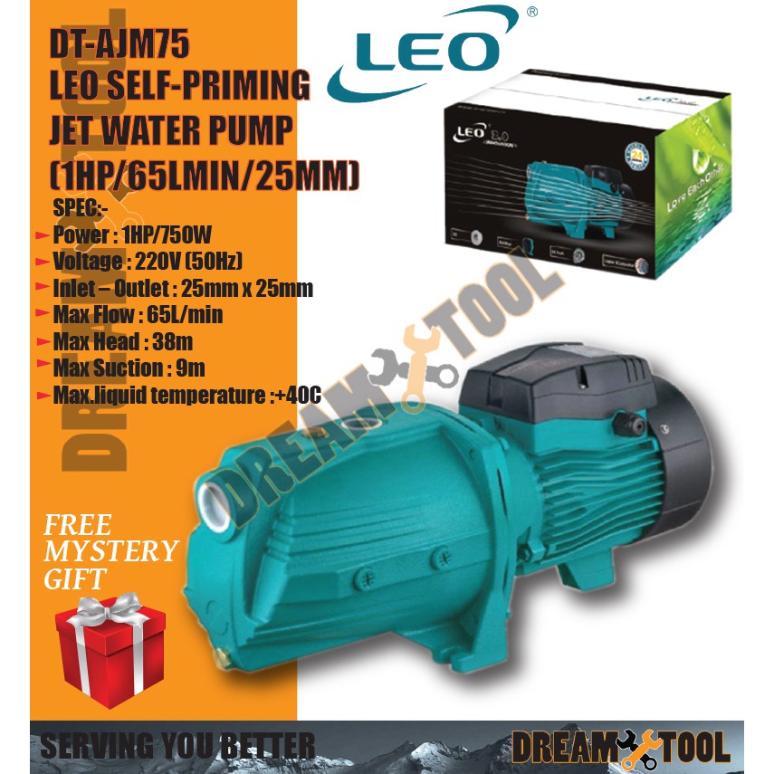 *WATER PUMP* Leo Self-Priming Jet Water Pump (1HP/65Lmin/25mm) DT-AJM75 *WATER PUMP* | Shopee ...