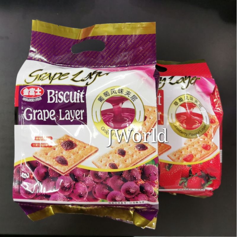 GOLDEN FUJI GRAPE LAYER BISCUIT / STRAWBERRY LAYER BISCUIT 400G HALAL ...
