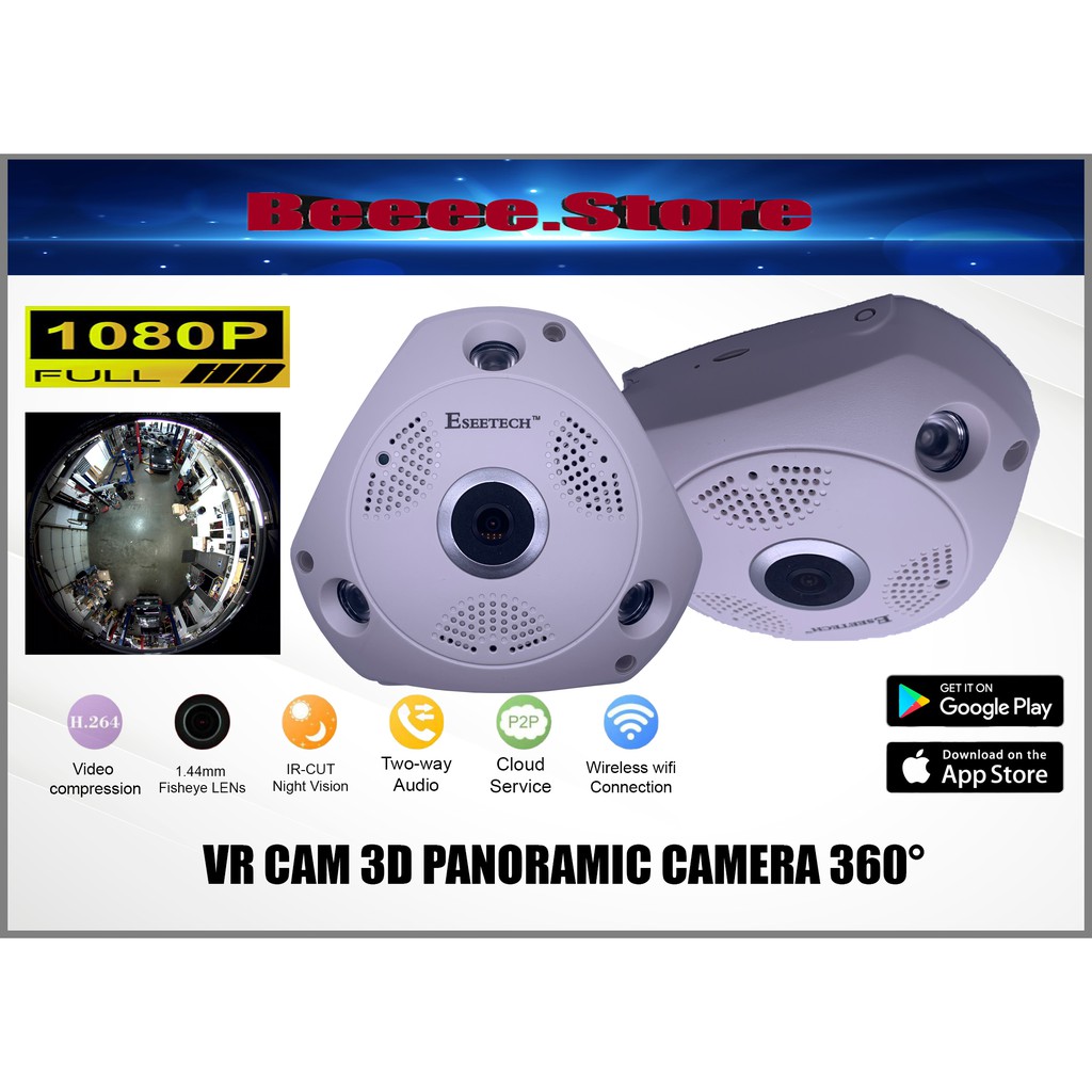 ESEETECH CCTV VR CAM 3D Panoramic 360° Fisheye WI-FI IP Camera Full HD ...