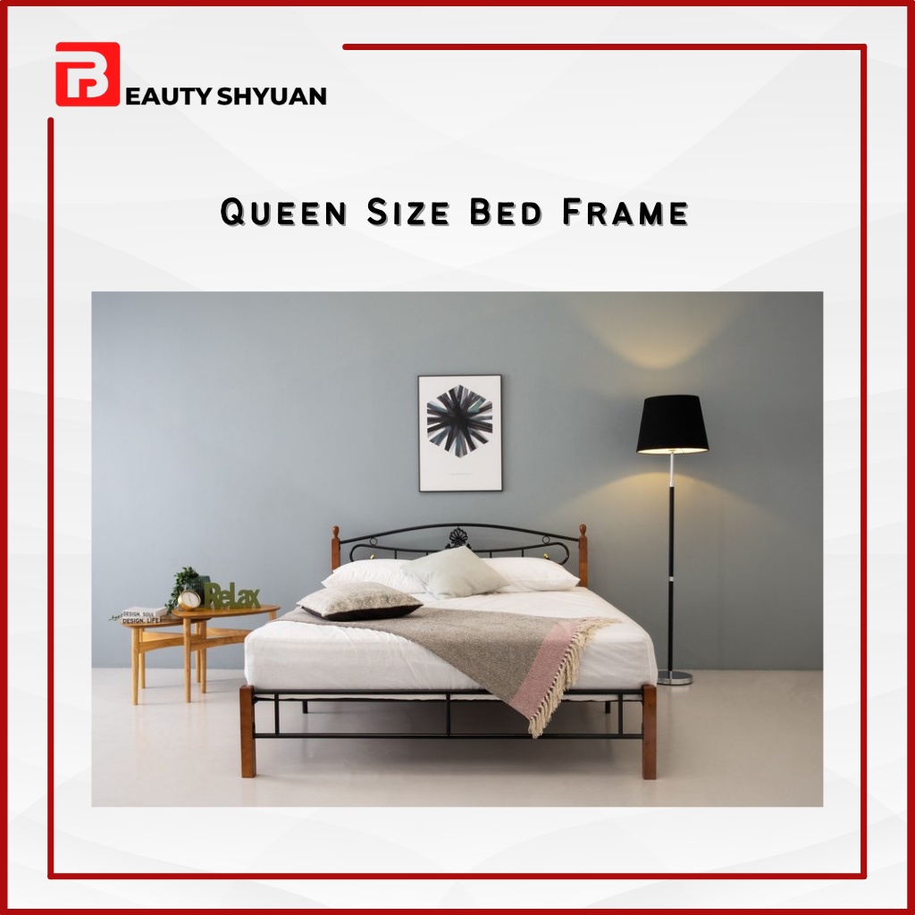 DERRICK Queen Size Metal Queen Bed Frame Queen Bedframe Rangka Katil ...