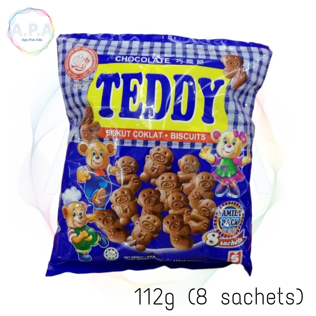 Hup Seng Chocolate Teddy Biscuits 112g (8 sachets) | Shopee Malaysia