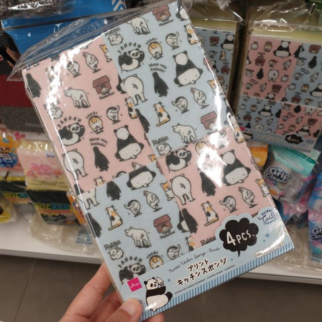 Daiso Cartoon Square Kitchen Sponge 4pcs | Shopee Malaysia