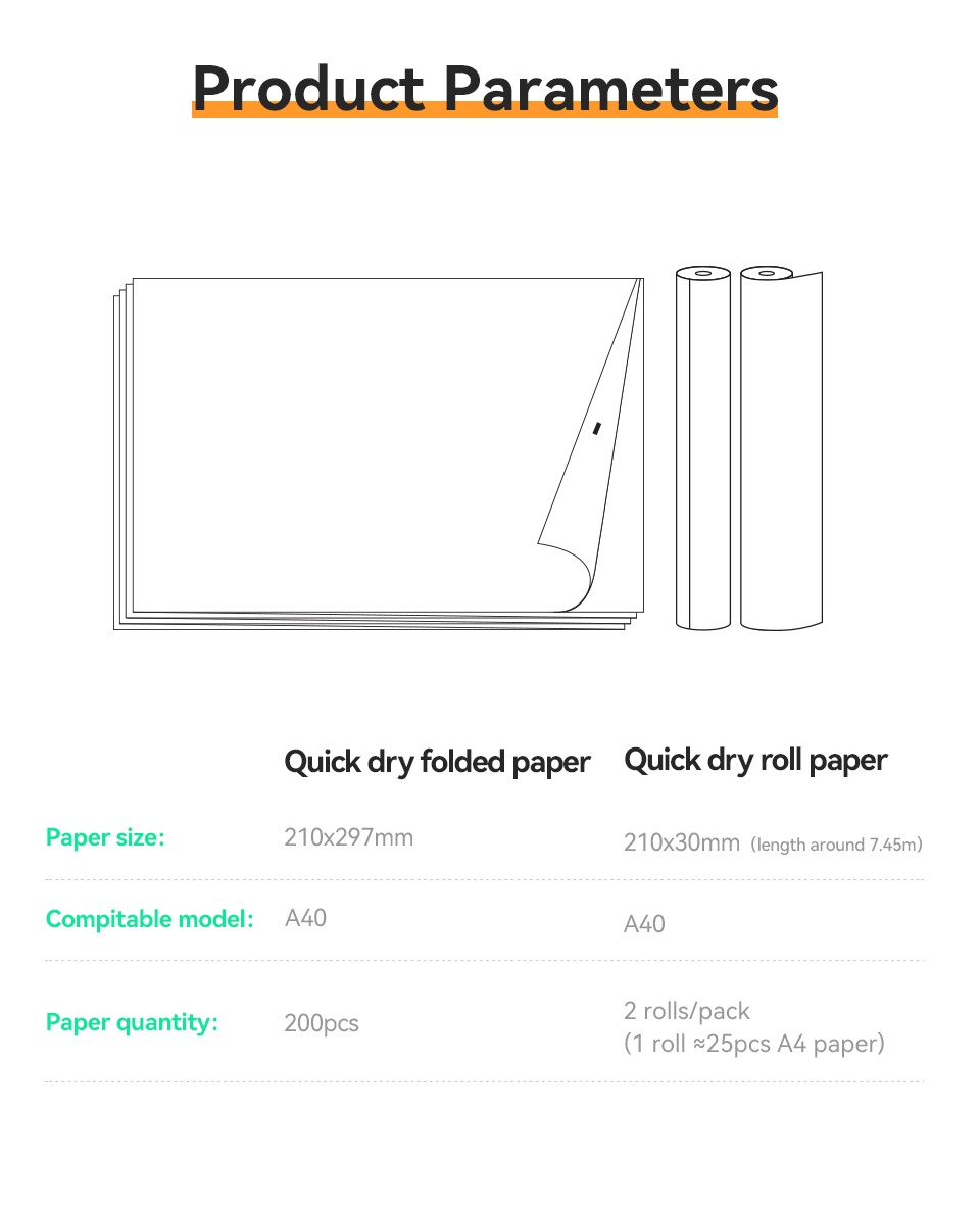 PeriPage A40 Official thermal paper A4 210X30mm /210X297mm Thermal Fax ...