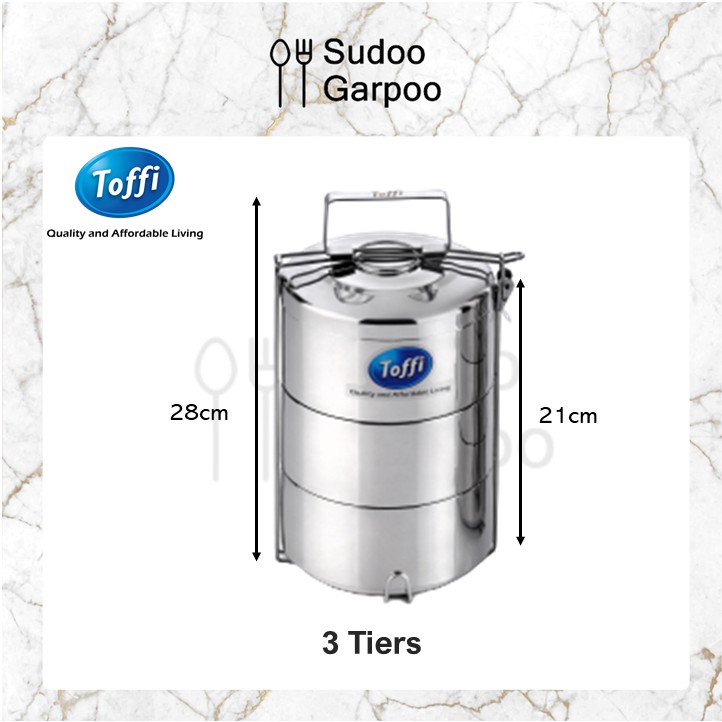 TOFFI~ Double-Wall Multi Level Food Carrier Container/ Mangkuk Tingkat ...