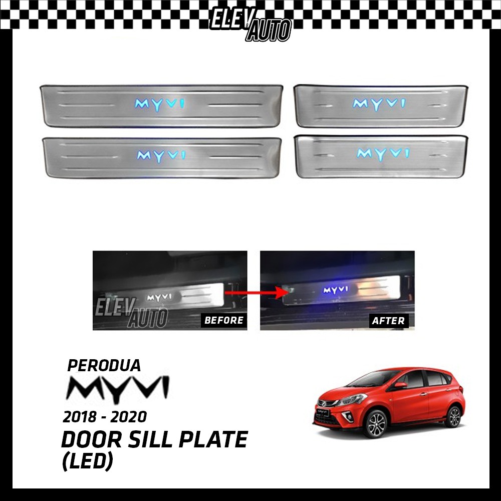 Perodua Myvi 2018-2021 LED Door Side Sill Step Plate (Stainless Steel ...