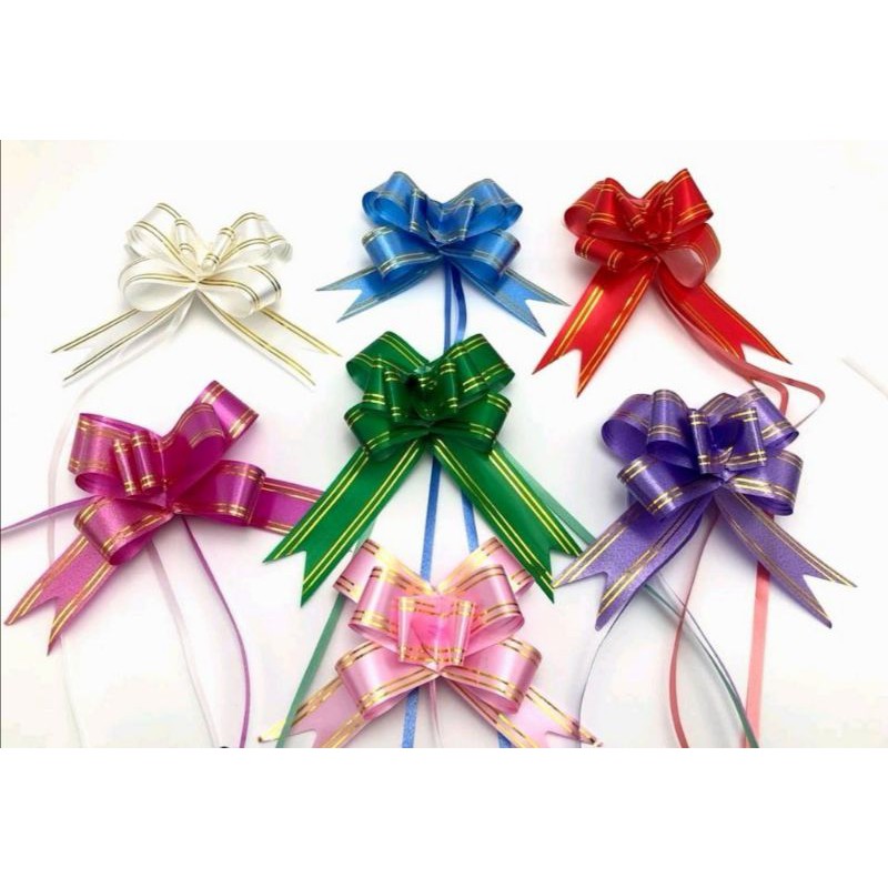 10Pcs 8x3.2cm ribbon tarik Assorted Colour Chequered Pull Bow Ribbon ...