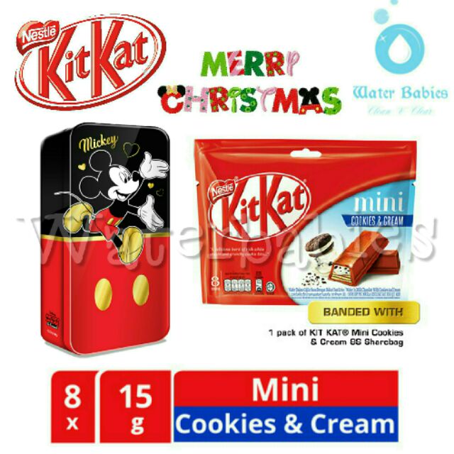 Nestle Kit Kat Mini Chocolate Bar 8sX15g (Cookies & Cream + Disney Tin ...
