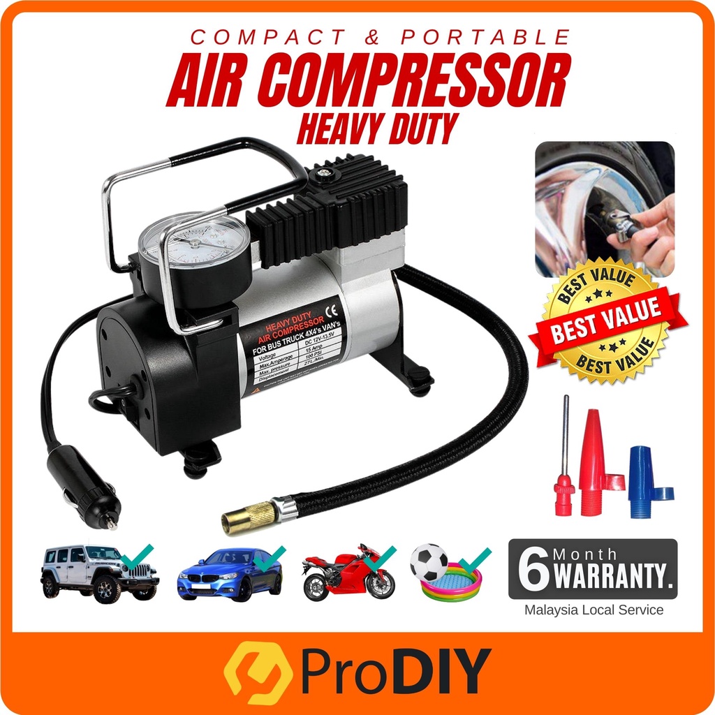 Portable Car Compressor Pump Heavy Duty Electric Auto Car Air Tyre ...