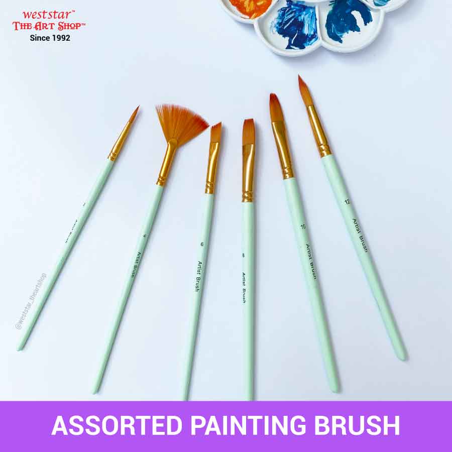 [Weststar TAS] Assorted Nylon Brush Set, Paint Brush Set (for Acrylic, Oil, Watercolors, Gouache ...