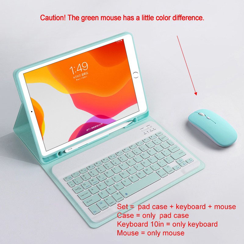 Wireless Bluetooth Keyboard Mouse Set 3 In 1 Pad Keyboard Mouse Pu Case For Ipad Detachable