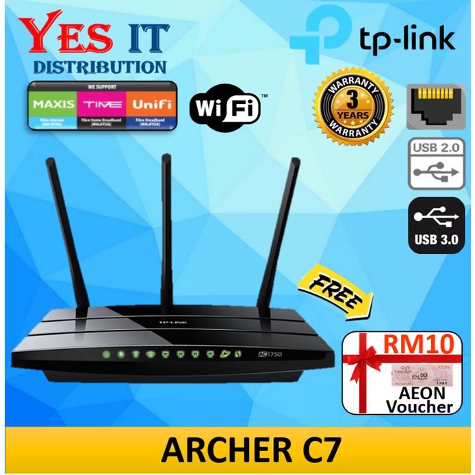 Tp-Link Archer C7 AC1750 Wireless Dual Band Gigabit Router --FREE RM10 ...