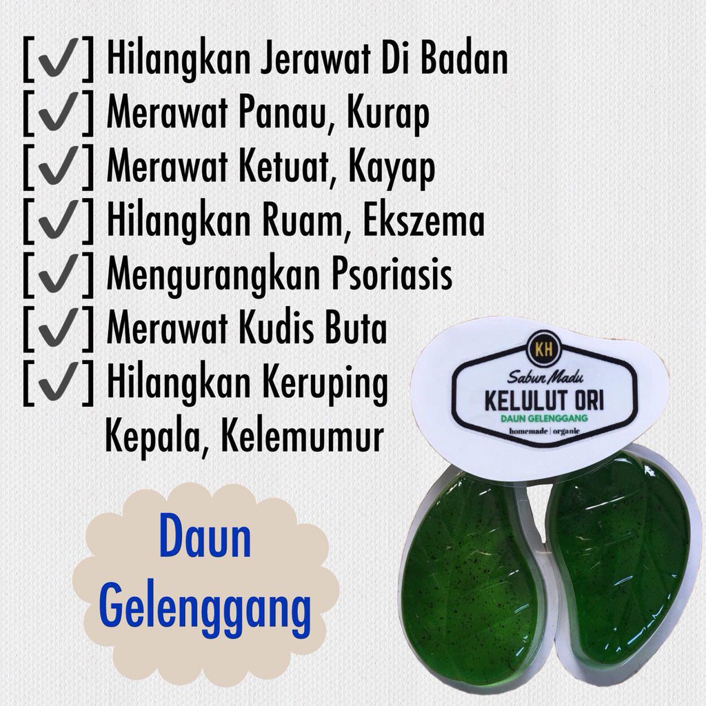 KH Sabun Madu Kelulut & Daun Gelenggang (kayap, panau, kudis buta ...